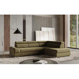 Sit & More Ecksofa SIT & MORE, B:270cm H:79cm T:213cm, gr&uuml;n, 100% Polyester, Wohnzimmer, Sofas, "Broadway L-Form", mit verstellbaren Kopfteilen, wahlweise mit