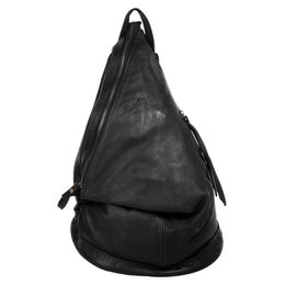 Samantha Look Damen Cityrucksack, schwarz, Leder, Rindsleder, unifarben, Rucks&auml;cke, echt Leder, Made in Italy