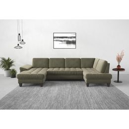 Sit & More Wohnlandschaft SIT & MORE, B:338cm H:88cm T:172cm, gr&uuml;n, 100% Polyester, Sofas, "Westham U-Form", wahlweise mit Bettfunktion, Bettkasten,