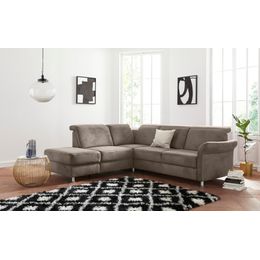 Sit & More Ecksofa SIT & MORE, B:249cm H:83cm T:221cm, braun, Wohnzimmer, Sofas, "Darwin L-Form", inklusive Federkern, wahlweise mit Kopfteilverstellung,