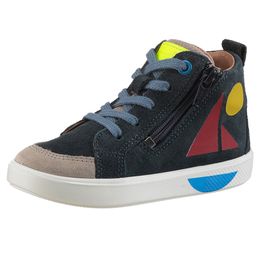 Superfit M&auml;dchen Sneaker "SUPIES WMS: mittel", Gr. 24, blau, Polyester, Veloursleder, Schuhe, Schn&uuml;rschuh mit Innenrei&szlig;verschluss, Gr&ouml;&szlig;enschablone