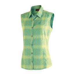 Maier Sports Damen Funktionsbluse "Paloma", gr&uuml;n, Gr. 40, 85% Polyester, 15% Viscose, Blusen, Karierte, &auml;rmellose Bluse f&uuml;r Wandern, Reisen und