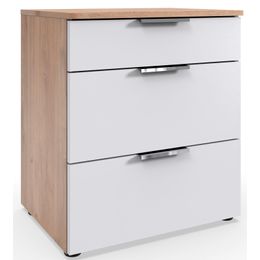 Nachtkommode wimex, B:54cm H:61cm T:41cm, wei&szlig;, Spanplatte, Sideboards, "Level by fresh to go", 3 Schubladen mit soft-close Funktion, 54cm breit,