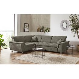 Ecksofa DOMO collection, B:267cm H:81cm T:214cm, gr&uuml;n, Wohnzimmer, Sofas, "Franzi, zeitlos und elegant, moderne Sitzheftung, L-Form", wahlweise mit