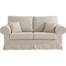 2-Sitzer Home Affaire, B:188cm H:102cm T:92cm, beige, 100% Polyester, Sofas, "Shadmoor", Hussenoptik, in uni oder mit Blumendruck