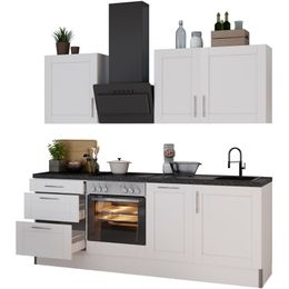 K&uuml;che KOCHSTATION, B:225cm H:211,8cm T:60cm, schwarz-wei&szlig;, Komplettk&uuml;chen-Sets, "KS-Ahus", Breite 225 cm,wahlweise mit E-Ger&auml;ten,MDF Fronten,Soft