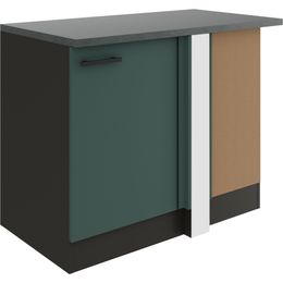 Eckunterschrank Optifit, B:100cm H:84,8cm T:60cm, gr&uuml;n, Holzwerkstoff, K&uuml;che, Schr&auml;nke, "Palma", Breite 100 cm, zur Weitergestaltung mit einem