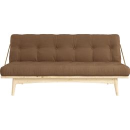 Schlafsofa Karup Design, B:190cm H:90cm T:130cm, braun, 80% Baumwolle + 20% polyester, Jugendzimmer, Sofas, "Folk", aus massiven Kiefernholz, inkl.