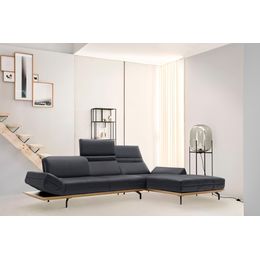 Ecksofa, B:293cm H:117cm T:212cm, schwarz, CREATION BY ROLF BENZ, Flachgewebe DONNA (76% Polyester 24% Polyacryl);Leder OSKAR - echtes Leder,