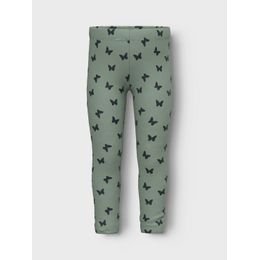 name it M&auml;dchen Leggings "innen angeraut NMFDAVINA SWEAT FLEECE LEGGING", gr&uuml;n, Gr. 80, bedruckt, Jersey, Obermaterial: 66% Polyester, 30% Baumwolle,