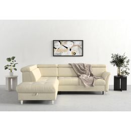 Sit & More Ecksofa SIT & MORE, B:252cm T:216cm, beige, 98% Polyester, 2% Polyamid, Wohnzimmer, Sofas, "Marano L-Form", inklusive Kopfteilverstellung, wahlweise