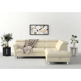 Sit & More Ecksofa SIT & MORE, B:252cm T:216cm, beige, 98% Polyester, 2% Polyamid, Wohnzimmer, Sofas, "Marano L-Form", inklusive Kopfteilverstellung, wahlweise