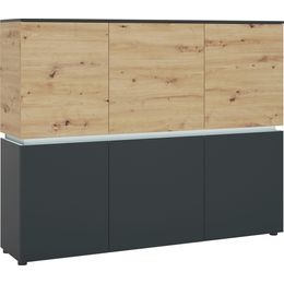 Highboard Home Affaire, B:165,5cm H:131,5cm T:40cmeichefarben artisan, kosmos anthrazit, Spanplatte, Wohnzimmer, Sideboards, "Luci", Breite 165,5 cm