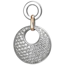 Kettenanh&auml;nger Jobo "Anh&auml;nger rund Silberanh&auml;nger 30 mm", silber 925, wei&szlig;, Schmuckanh&auml;nger, Damen, Silber 925 (Sterlingsilber), Kettenanh&auml;nger, 925 Silber bicolor vergoldet mit 80 Zirkonia