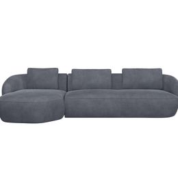Wohnlandschaft FLEXLUX, B:307cm H:85cm T:146cm, grau, 100% Polyester, Sofas, "Torino, rund, L-Form, Sofa-Ecke mit Recamiere, Longchair-Sofa",