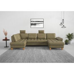 Sit & More Wohnlandschaft SIT & MORE, B:338cm H:88cm T:172cm, gr&uuml;n, 100% Polyester, Sofas, "Westham U-Form", wahlweise mit Bettfunktion, Bettkasten,