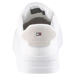 Tommy Hilfiger Herren Sneaker "TH COURT CORE", Gr. 46wei&szlig;, Leder, Lederimitat, Schuhe, Freizeitschuh, Halbschuh, Schn&uuml;rschuh, weich gepolstertem