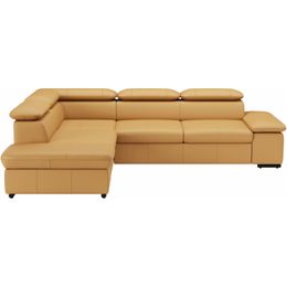 Sit & More Ecksofa SIT & MORE, B:272cm H:73cm T:226cm, gelb, NaturLEDER;Spannstoff, Wohnzimmer, Sofas, "Alcudia L-Form", mit Armteilverstellung, optional