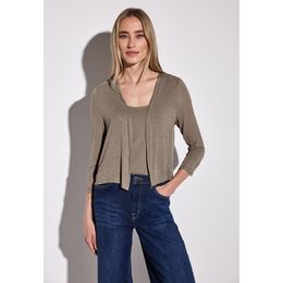 Street One Damen Cardigan, braun, Gr. 44, unifarben, Stoff, 91% Viskose, 9% Elasthan, Strickjacken, mit 3/4 &Auml;rmeln
