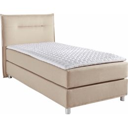 Boxspringbett Maintal, beige, Bezug: Strukturstoff aus 100% Polyester;Bezug der Spiegelfl&auml;che Matratzendrell aus 100% Polyester;Bezug des Toppers: