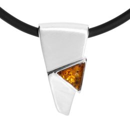 OSTSEE-SCHMUCK Damen Kette mit Anh&auml;nger "- Gleiter-Kirsti - Kautschukband - Silber 925/000 - Bernstein", 45, Silber 925 (Sterlingsilber), silber,