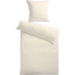 Bettw&auml;sche Kinzler, beige, Damast, Obermaterial: 100% Polyester, Bettw&auml;sche, "Damast-Streifen", aus Mikrofaser
