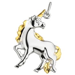 Kettenanh&auml;nger Jobo "Anh&auml;nger Einhorn 27 mm", silber 925, Schmuckanh&auml;nger, Damen, Silber 925 (Sterlingsilber), Kettenanh&auml;nger, 925 Silber bicolor vergoldet