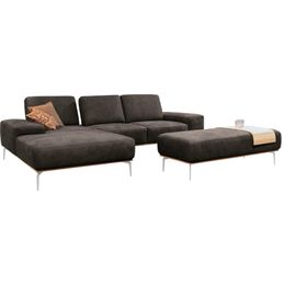 Ecksofa W.Schillig, B:279cm H:88cm T:178cm, grau, Longlife Xtra-Leder Z73: Naturwalkleder der Luxusklasse aus den erlesensten Rohh&auml;uten. Hautst&auml;rke