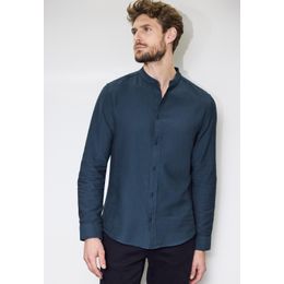 Street One MEN Herren Langarmhemd, blau, Gr. XXL, unifarben, Web, 100% Baumwolle, Hemden, aus reiner Baumwolle