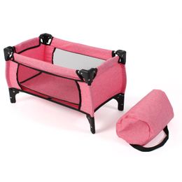 Bayer Chic 2000 CHIC2000 Kinder Puppenbett "Deluxe, Melange Pink", rosa, B:54cm H:33cm T:54cm, Puppenm&ouml;bel, mit Tragetasche