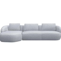 Wohnlandschaft FLEXLUX, B:307cm H:85cm T:146cm, grau, 100% Polyester, Sofas, "Torino, rund, L-Form, Sofa-Ecke mit Recamiere, Longchair-Sofa",