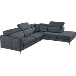 Ecksofa Egoitaliano, B:285cm H:100cm T:221cm, grau, Wohnzimmer, Sofas, "Matt, hoher Sitzkomfort und aufwendige Detailverarbeitung, L-Form", mit