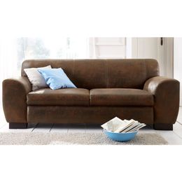 Sofa Home Affaire, B:195cm H:78cm T:84cm, braun, Wohnzimmer, Sofas, "Nika", 2 oder 3- Sitzer in Microfaser MELROSE