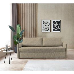 Schlafsofa Bali, B:222cm H:93cm T:98cm, braun, 100% PES, Jugendzimmer, Sofas, "Pisa", mit 3 Matratzenarten, Lattenrost, stabiles Untergestell