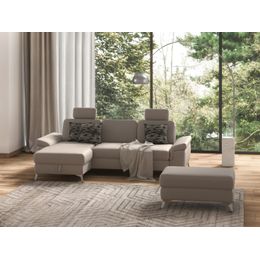 Sit & More Ecksofa SIT & MORE, B:277cm H:89cm T:170cm, grau, Wohnzimmer, Sofas, "Padua L-Form", inklusive Sitztiefenverstellung, Armteilfunktion und Federkern