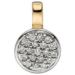 Jobo Damen Kettenanh&auml;nger "Kleiner Anh&auml;nger Goldanh&auml;nger 11 mm", P1 = bei 10-facher Vergr&ouml;&szlig;erung erkennbare Einschl&uuml;sse, Diamanten Gelbgold