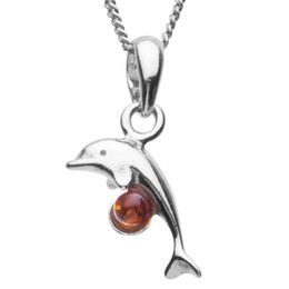 OSTSEE-SCHMUCK Damen Kette mit Anh&auml;nger "- Delphin - Silber 925/000 - Bernstein", 45, Silber 925 (Sterlingsilber), silber, Silber 925