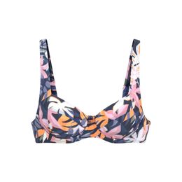 active by Lascana LASCANA ACTIVE Damen B&uuml;gel-Bikini-Top "Wave", blau, Gr. 36, Recycling-Polyamid, Bikini-Oberteile, breite Tr&auml;ger