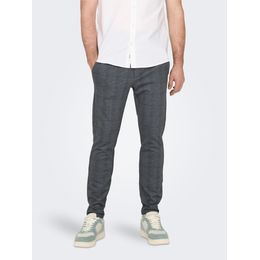 Only & Sons ONLY & SONS Herren Chinohose "ONSMARK SLIM CHECK 020919 PANT NOOS", blau, Gr. 32, unifarben, Web, Obermaterial: 64% Viskose, 31% Polyester, 5%