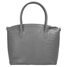 CLUTY Damen Henkeltasche, grau, Leder, Taschen, echt Leder, Made in Italy