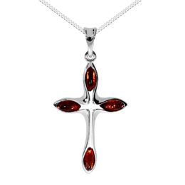 OSTSEE-SCHMUCK Damen Kette mit Anh&auml;nger "- Kreuz 30 x 19 mm - Silber 925/000 - Bernstein", 50, Silber 925 (Sterlingsilber), silber, Silber 925
