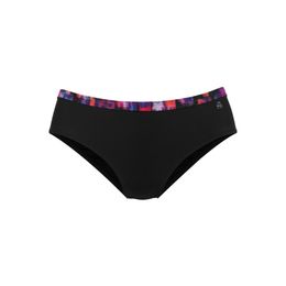Lascana Damen Bikini-Hose "Sensation", bunt, Gr. 50, unifarben mit Farbeinsatz, Polyamid, Badehosen, mit h&ouml;herem Bund