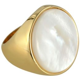 Adelia&acute;s ADELIA ́S Damen Fingerring "Damen Ring aus Edelstahl mit Perlmutt", 62, Edelstahlgold, Edelstahl, Fingerringe