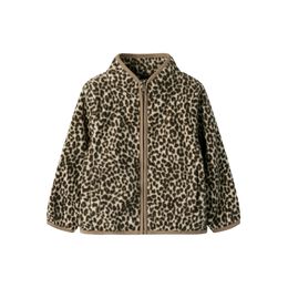 Fleecejacke name it "NMFMEEKO FLEECE JACKET AOP2", M&auml;dchen, Gr. 110, peyote, Fleece, Obermaterial: 100% Polyester, bedruckt, normal, elastischer Bund, Jacken Fleecejacke