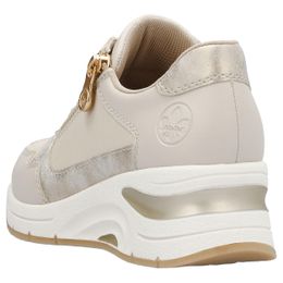 Rieker Damen Sneaker, Gr. 41, beige, Leder, Lederimitat, Schuhe, mit seitlichem Rei&szlig;verschluss,Freizeitschuh,Schn&uuml;rschuh, schmale Form