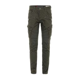 Cipo & Baxx CIPO & BAXX Herren Cargojeans "Jeans", gr&uuml;n, Gr. 38, unifarben, 79% Baumwolle, 19% Polyester, 2% Elasthan, Jeans, im angesagten Biker-Stil, CD-424