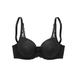 Damen Minimizer-BH, NUANCE BY LASCANA, Gr. 100, schwarz, Mesh, Spitze, Obermaterial: 86% Polyamid, 14% Elasthan, BHs, mit B&uuml;gel mit