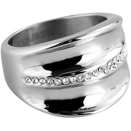 Adelia&acute;s ADELIA ́S Damen Fingerring "Damen Ring aus Edelstahl mit Strass Steinchen", 54, Edelstahlsilber, Edelstahl, Fingerringe