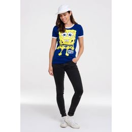 logoshirt Damen T-Shirt "Spongebob Schwammkopf", blau, Gr. L, bedruckt, 100% Baumwolle, Shirts, mit lizenziertem Print