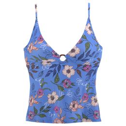 s.Oliver Damen Tankini-Top "Maya", blau, Gr. 36, floral, Polyamid, Bikini-Oberteile, mit hinten abnehmbaren Tr&auml;gern